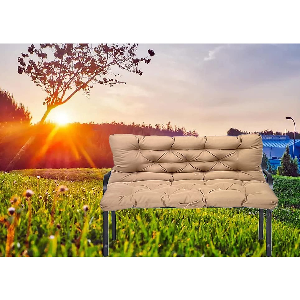 LFNOONE Thicken 5" Swing Chair Pads for Garden Patio,Swing Replacement Cushions with Backrest,Waterproof Bench Cushion for Outdoor Furniture,2-3 Seater Washable Swing Replacement Cushions/40x40 Green