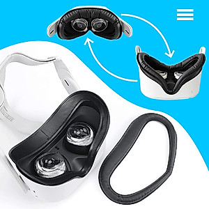 Face Cushion with Protective Lens Cover for Oculus Quest 2, Oculus Replacement Parts Comfortable Sweat-Proof VR Facial Interface Bracket, Face Cushion Foam Pad Replacement Compatible with Oculus 2