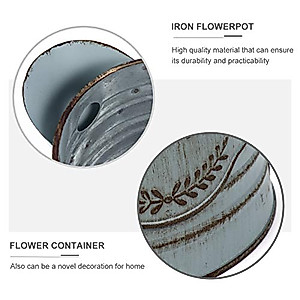 DOITOOL Metal Buckets Flower Pot Galvanized Tinplate Tin Pails Planter Pot Garden Container Vintage Bonsai Pot Pitcher Holder Farmhouse vase for Home Garden Dried Fresh Flower