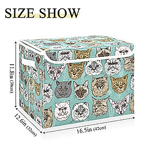 innewgogo Cute Cats Kittens Storage Bins with Lids for Organizing Closet Organizers with Handles Oxford Cloth Storage Cube Box for Home