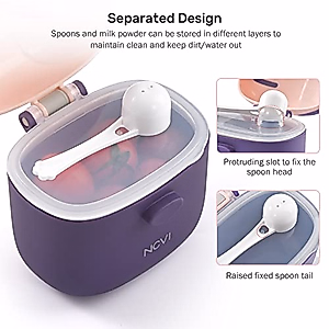 NCVI Baby Formula Dispenser with Scoop and Leveller Portable Storage Formula Containers for Travel, Non-Spill Smart Baby Milk Powder Formula Dispenser for Fruits, Snacks and Nuts (Purple)