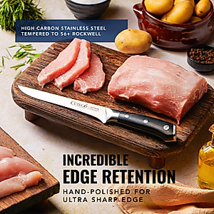 Cutluxe BBQ Carving Knife Set – Brisket Slicing Knife and Boning Knife for Meat Cutting – Professional Knife with Razor Sharp German Steel, Full Tang, Ergonomic Handles – Artisan Series