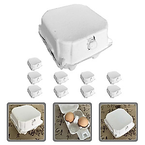 Yardwe 10Pcs Paper Egg Cartons, 4 Pulp Egg Cartons Egg Holders Eggs Storage Containers Egg Trays for Kitchen Farm Market Fridge Transport, White