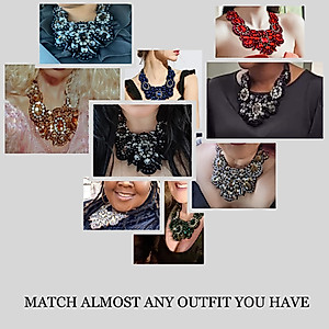 Flyonce Black Rhinestone Crystal Bib Chunky Collar Statement Necklace for Women Costume Jewelry