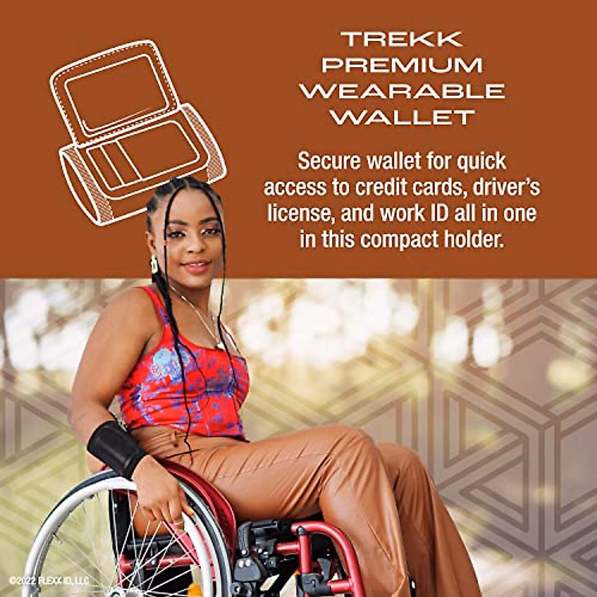 FLEXX ID TREKK Wearable Wallet with ID Badge Holder for Quick Hands-Free Access, Secure Wallet featuring 3 Card Slots & Convenient Zipper Pocket (Black, Textured Leather)