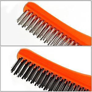 Wire Brush Set,Heavy Duty Carbon Steel and Stainless Steel Wire Scratch Brush for Cleaning Rust with 10" Curved Plastic Handle,2 PCs