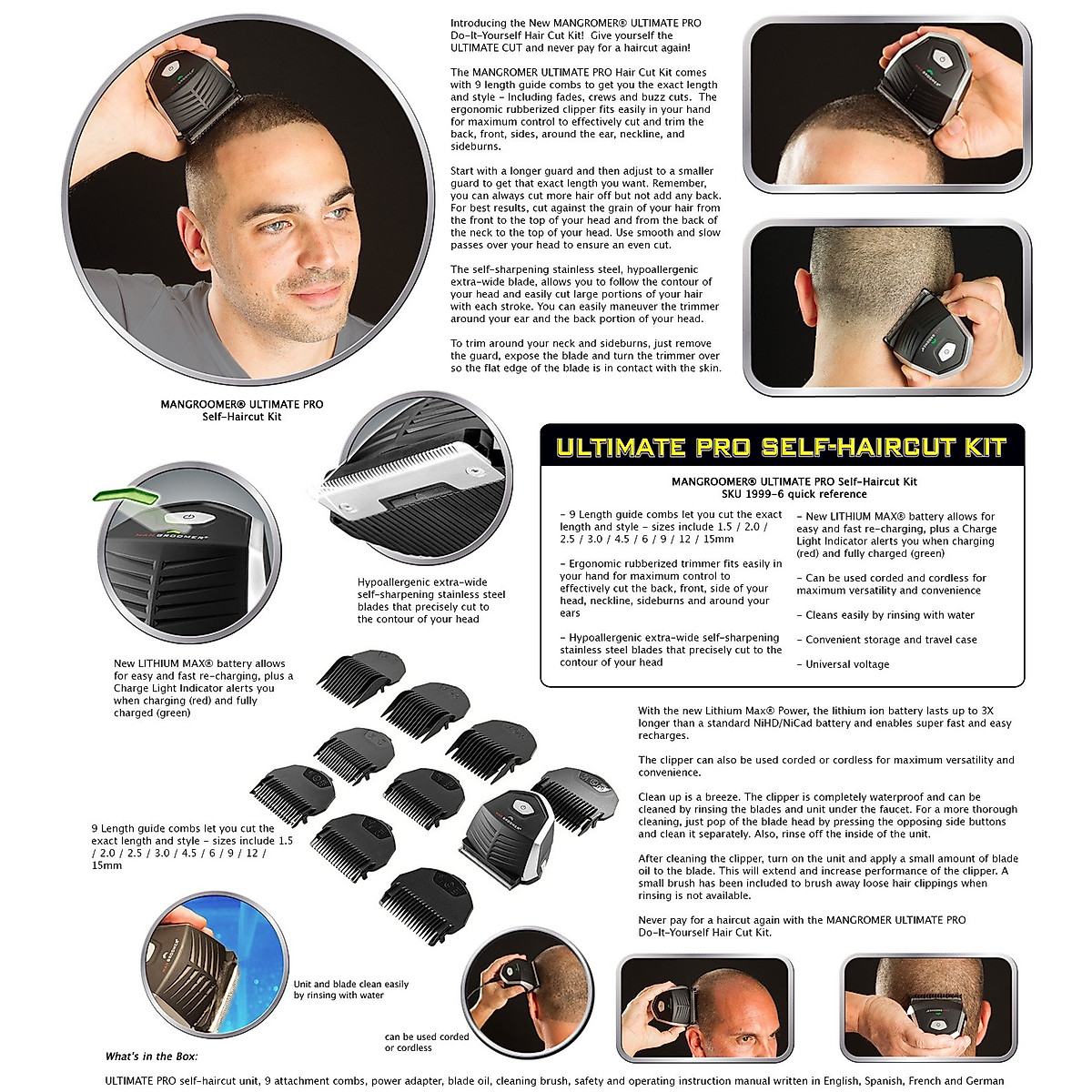 MANGROOMER The Looking Good Bundle Self-Haircut Kit Nose & Ear Hair Trimmer