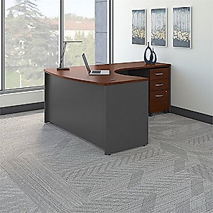 Bush Business Furniture Series C Right Handed L Shaped Desk with Mobile File Cabinet in Hansen Cherry