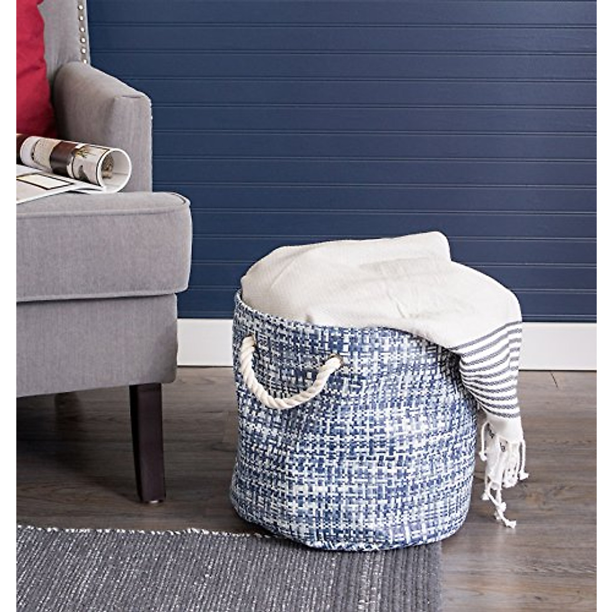 DII Woven Paper Storage Bin, Tweed, Nautical Blue, Small