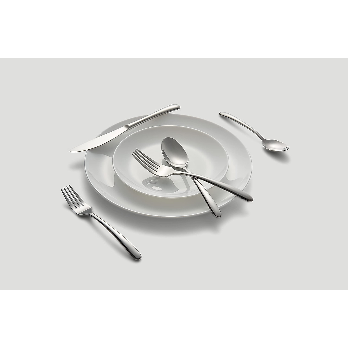 Cambridge Silversmiths Jude Mirror 45 Piece Flatware Set, Service for Eight, silver