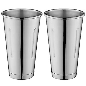 Metal Magery Stainless Steel Milkshake Cups Immersion Hand Blender Malt Cup 30 oz Set of 2