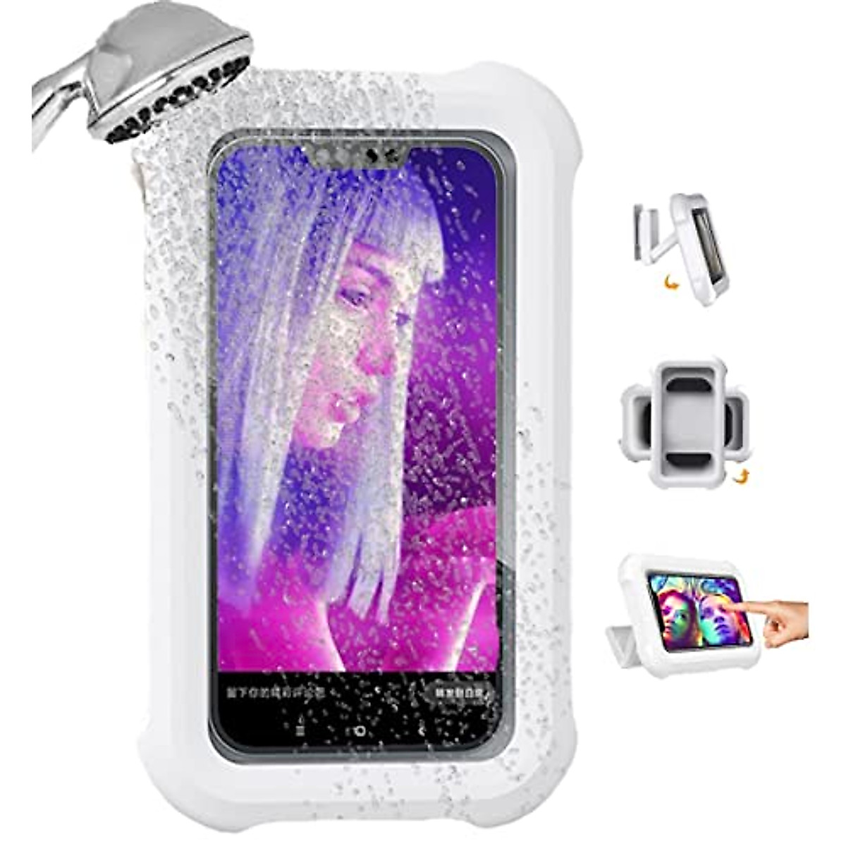 Spread Pixie Dust Shower Phone Holder Waterproof Upgraded Phone Shower Holder Wall Mount Bathroom TV Shower Gadget Shower Accessory Phone Mount iPhone Shower TV (Pure White)
