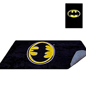 DC Comics Batman Emblem 48'' x 72'' Rug - Batman Logo - Black Background & Yellow Mark - Officially Licensed - Super Soft & Thick Surface - 100% Polyester