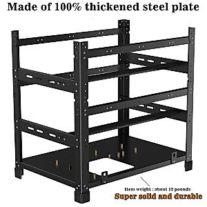 Mining Rig Frame for 12GPU, Steel Open Air Miner Mining Frame Rig Case, Support to Dual Power Supply for Crypto Coin Currency Bitcoin ETH ETC ZEC Mining Tools - Frame Only, Fans & GPU is not Included