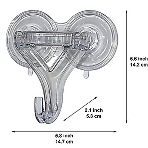 LITES-UP Heavy Duty Double Suction Cup Hook Reusable Wreath Hanger - Holds up to 25 LBs - Set of 2