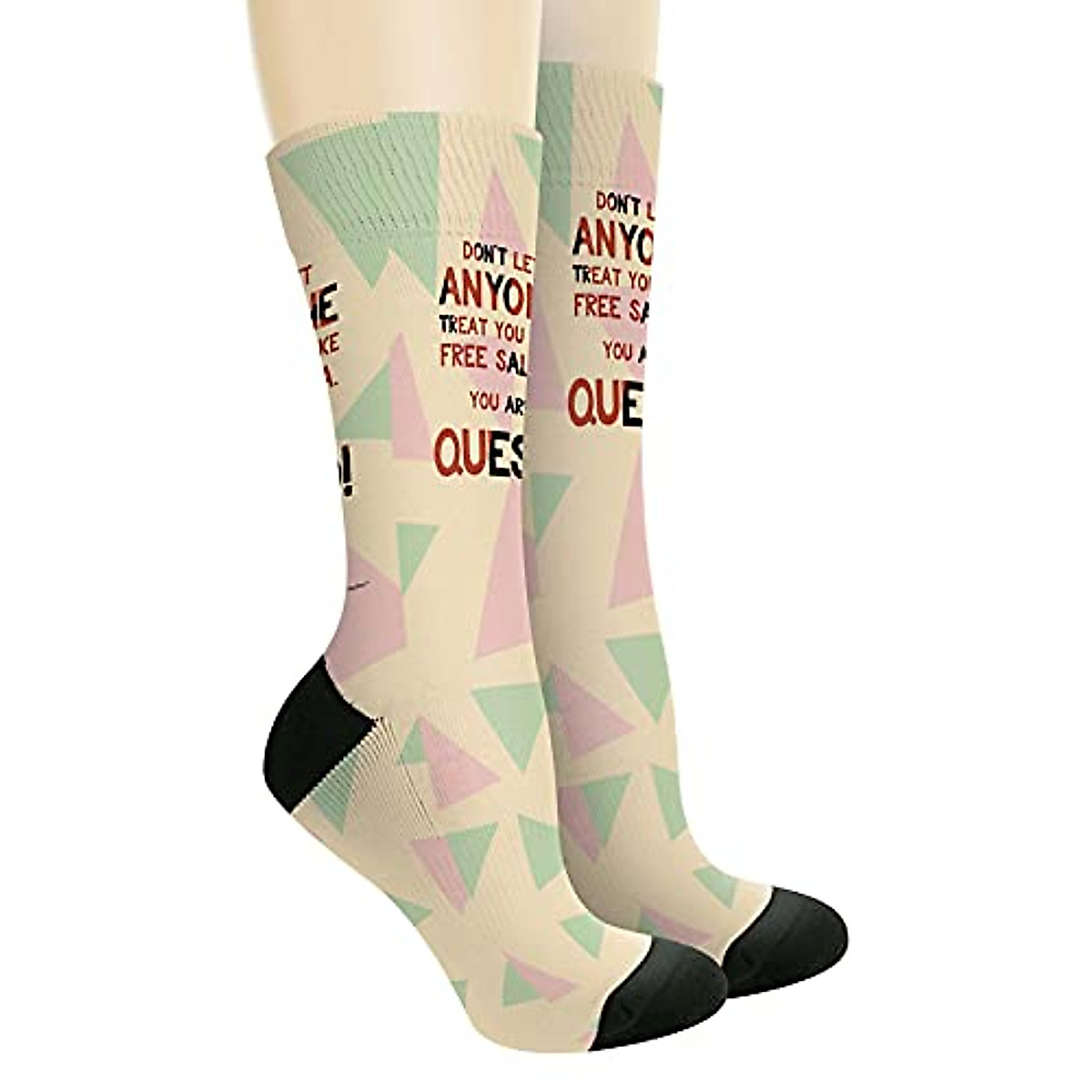 ThisWear Inspirational Quote Gift for Women Don't Let Anyone Treat You Like Free Salsa You Are Queso 1-Pair Novelty Crew Socks