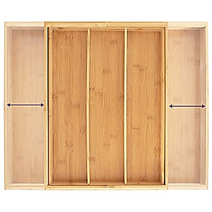 Totally Bamboo Expandable 5-Compartment Drawer Organizer, Expands from 13 to 22" Wide