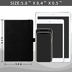 Artfan Ruled Notebook/Journal – Premium Thick Paper Faux Leather Classic Writing Notebook with Pocket + Page Dividers Gifts, Banded, Large, 144 Pages, Hardcover, Lined (5.8 x 8.4) - Black