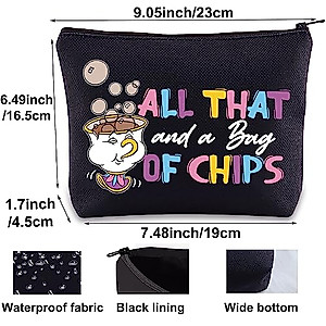 BWWKTOP Mrs. Potts And Chip Makeup Bag Beauty Beast Inspired Gifts All That And A Bag Of Chips Makeup Zipper Pouch Bag Chip Merchandise (Bag Of Chips BL)
