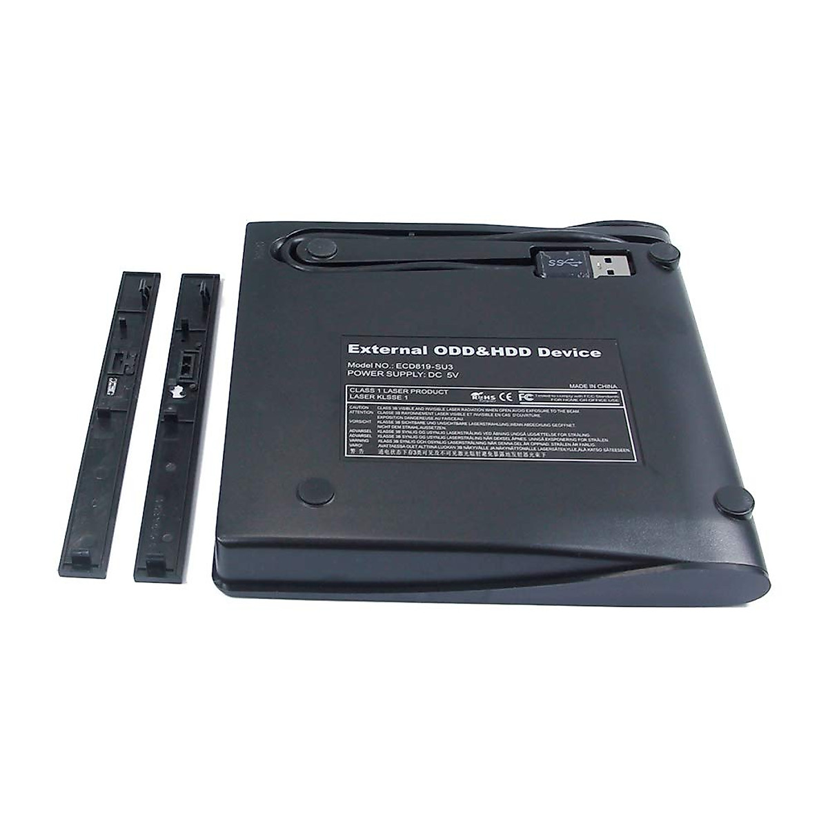 Sunvalley USB 3.0 Portable Pop-Up External Optical Disc Drive Enclosure Kit ODD Caddy for LG HL Panasonic Sony Internal 12.7mm SATA Tray-Loading CD DVD BD Player Burner Black Color