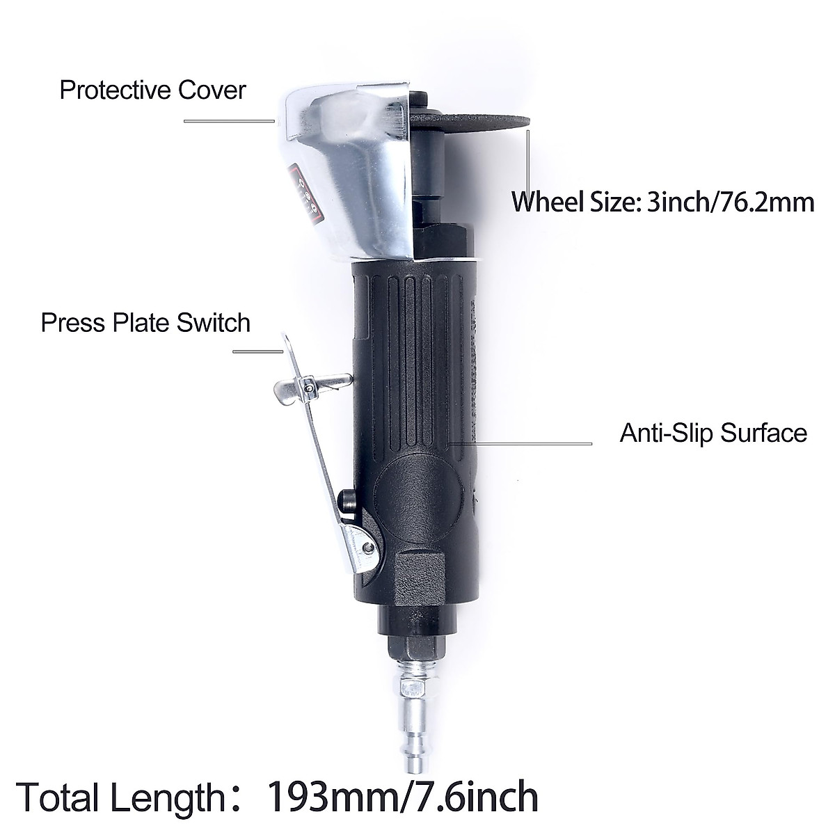 3-Inch Air Cut Off Tool, 3" High-Speed Air Cutter, Pneumatic Metal Cutter 20000 RPM, 6Pcs Cut-off Wheel Grinder Sheets Included