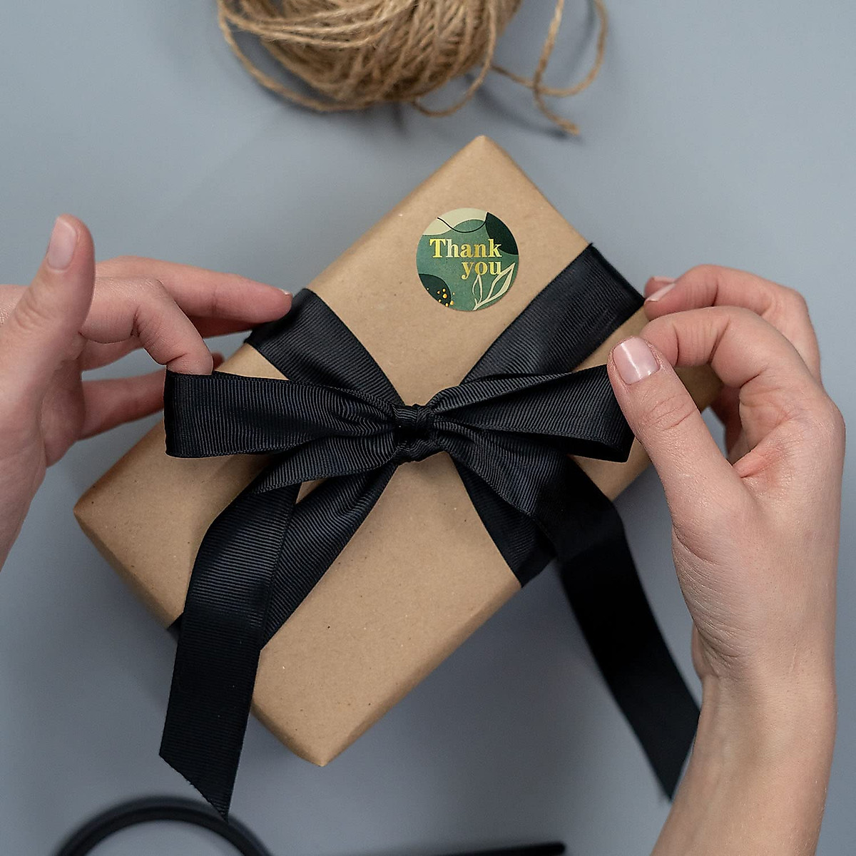 2Rolls-1000PCS 1.5" Green Series Thank You Stickers | 6 Different Design Thank You Designs for Business Packaging, Thank You Labels for Gifts Bags, Boxes and Envelope Sealing