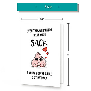 Huameigf Funny Bonus Dad Card For Fathers Day,Rude Greeting Card for Dad,Step Father Gifts From Stepdaughter Stepson,Stepdad Birthday Card,Even Though I’m Not From Your Sack Card