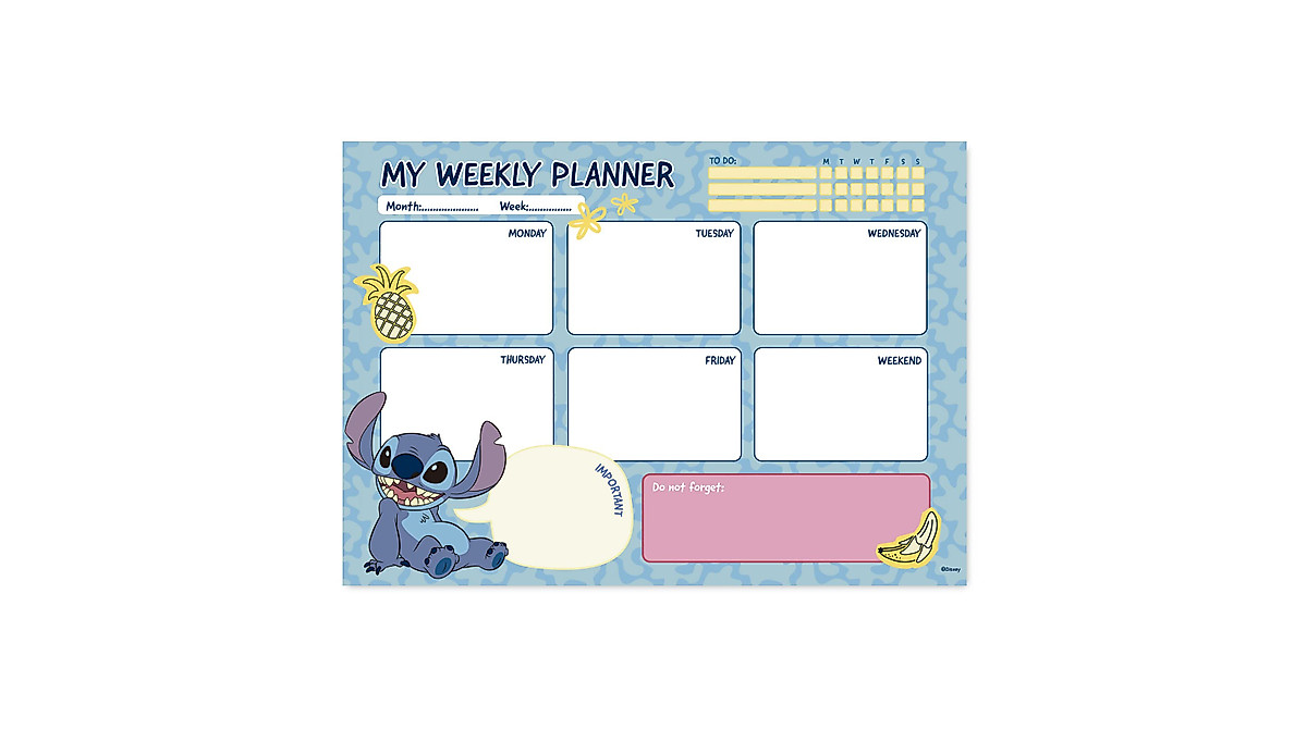 Disney Stitch Weekly Planner A4 | Family Desk Calendar Organizer