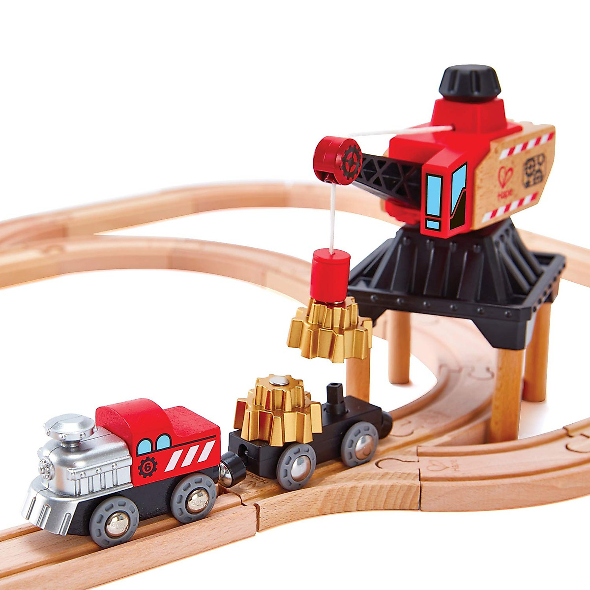 Hape Cogwheel Train| Wooden Railway Cogwheel Engine Toy Train for Kids