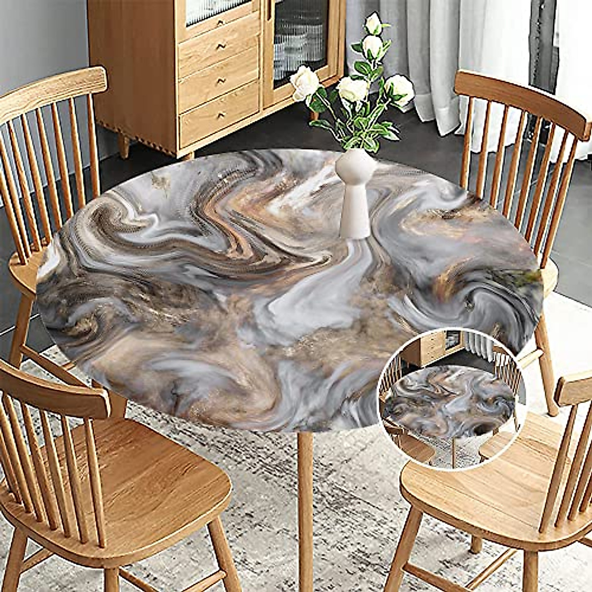 Round Table Cloth, Suitable for Dining Tables, self-Service Parties and Camping, Fit for 52" Table