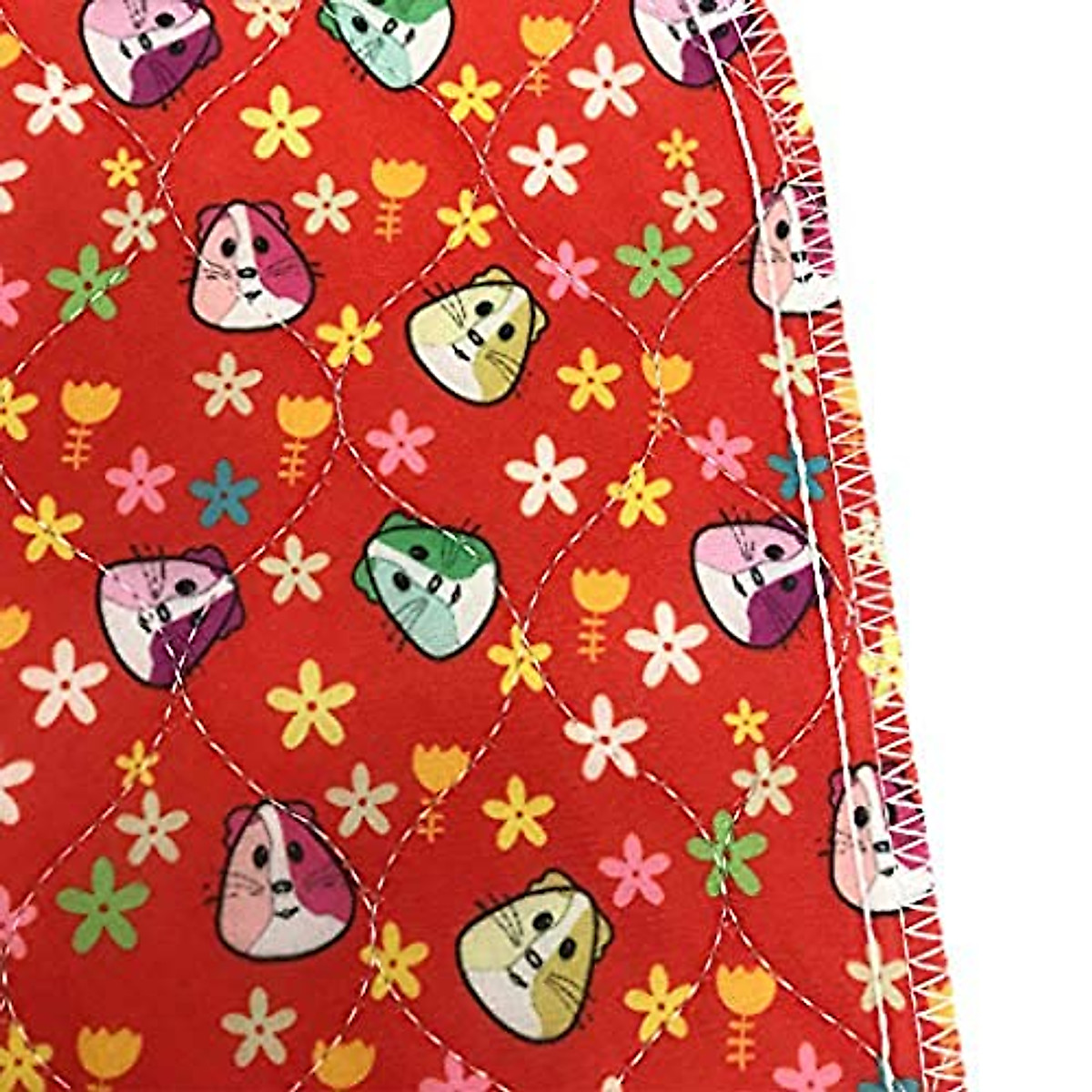 JT PET Guinea Pig Cage Liner Fleece Cage Liners Washable Reusable Waterproof Pee Pads Hamster Bedding Extra Large Dog Crate Lining, Guinea Pig Print Red and Blue, Set of 4 (47"x24")