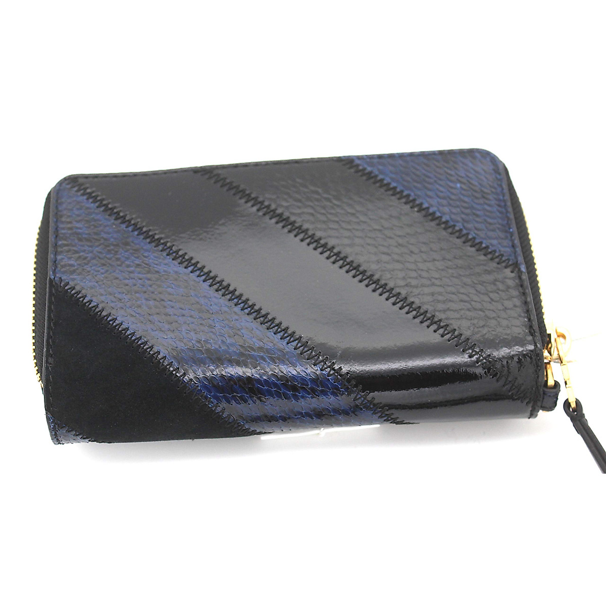 Medium Bifold Wallet Wristlet (Mult-itexture Blue/Black)