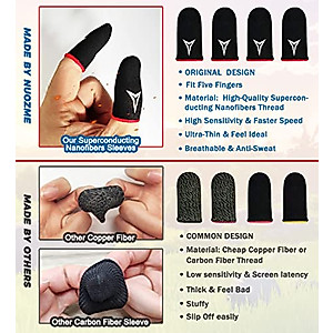 10 Pack Mobile Phone Gaming Finger Sleeves, Nuozme Finger Sleeves Fit All Touchscreen Devices, 0.15mm Superconducting Nanofibers, Smooth Feel, Anti-Sweat, Extremely Thin, Red Edge