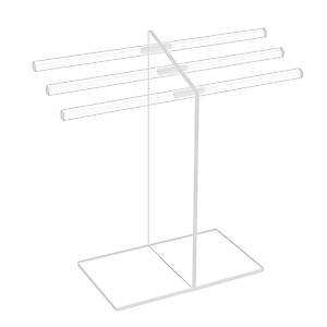 FLCPJGV Hand Towel Holder, T Shape Towel Rack, Free Standing, Clear with Base, Bathroom Organizer Countertop Towel Stand