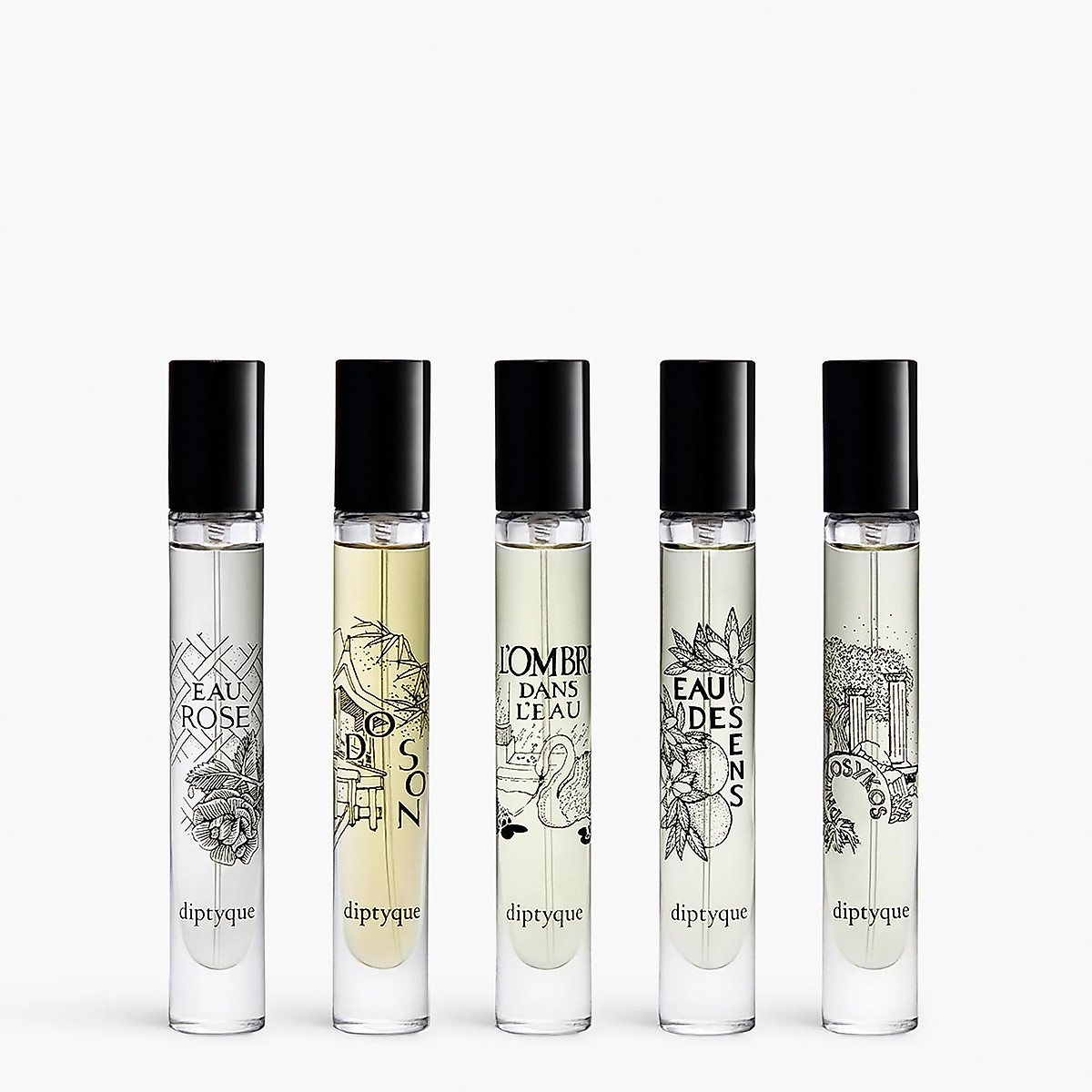 Diptyque Eau de Toilette Travel Spray 0.25 Fl Oz (Pack of 5) Set for Men and Women