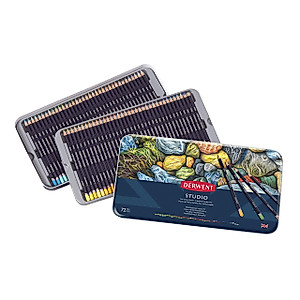 Derwent Studio Colored Pencils, 3.4mm Core, Metal Tin, 72 Count (32201)