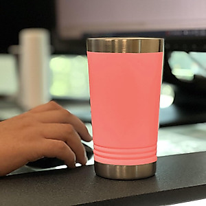 LaserGram 16oz Vacuum Insulated Pint Tumbler, Boat Anchor, Personalized Engraving Included (Coral)