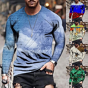 Mens Bee Tops Fashion Hip Hop Long Sleeve Graphic T-Shirt Casual Colorful Tie Dye Pullover Top All Over Print Tee Shirt Khaki