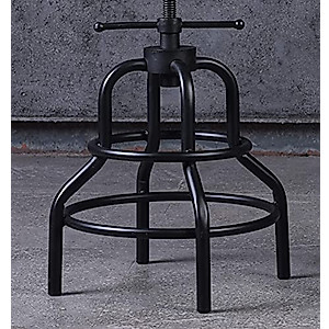 LOKKHAN Vintage Industrial Bar Stool-Rustic Swivel Bar Stool-Round Wood Metal Stool-Kitchen Counter Height Adjustable Pipe Stool-Cast Steel Stool 20-27 Inch (Set of 2)