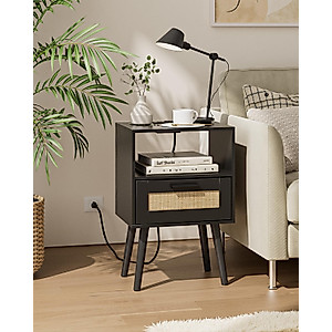 Aobafuir Wood Nightstand, Night Stand for Bedroom, Bedside Table with Drawers, Farmhouse End Table with Storage for Living Room (Modern)