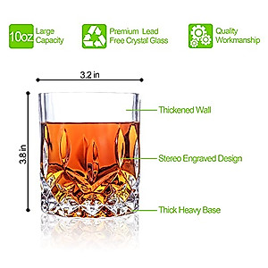 QUMMFA Whiskey Glasses, Set of 8 Cocktail Glasses, 10 OZ Old Fashioned Glasses for Drinking Scotch Bourbon Cognac Vodka Gin Tequila Rum Liquor Rye, Rocks Glasses, Crystal Scotch Glasses