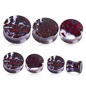 Covet Jewelry Natural Chicken Blood Stone Saddle Plug (1")