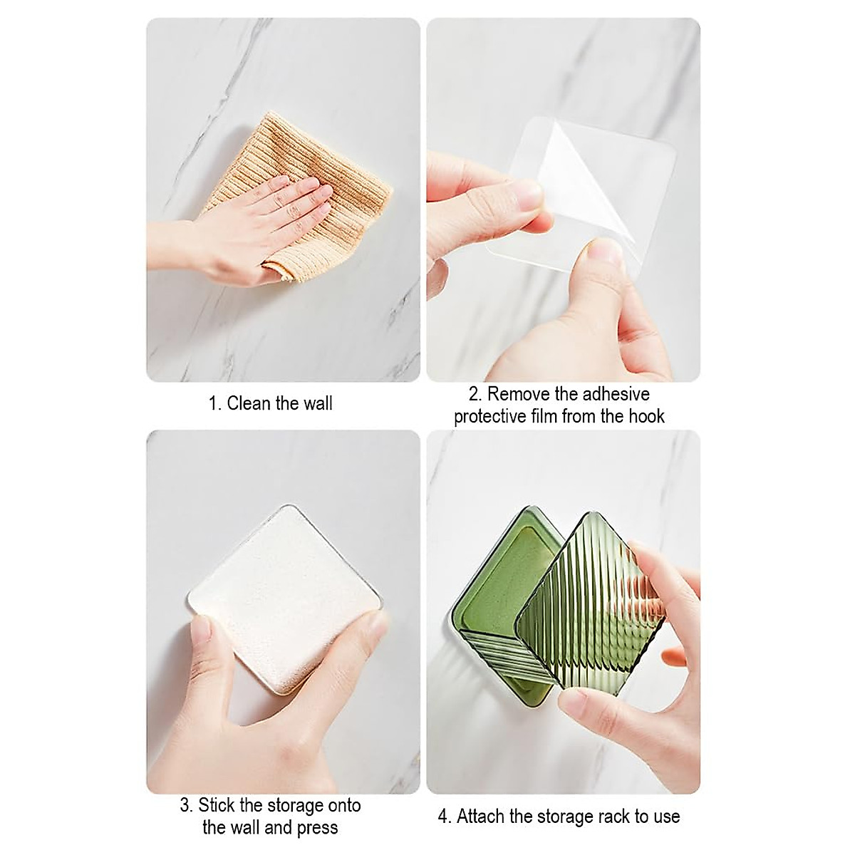 VALINK Sink Sponge Holder, Plastic Sink Sponge Caddy Sink Organizer Cleaning Cloth Storage, Adhesive Sponge Holder for Kitchen Sink White