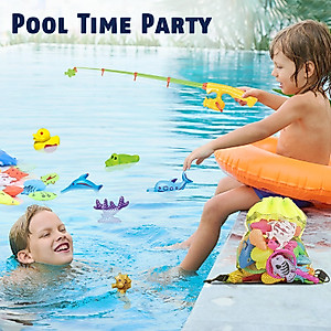 CozyBomB™ Kids Pool Fishing Toys Games | Summer Magnetic Floating Toy Magnet Pole Rod Fish Net Water Table Bathtub Bath Game, Learning Education For age 3 4 5 Boys Girls Toddlers Carnival Party Favors