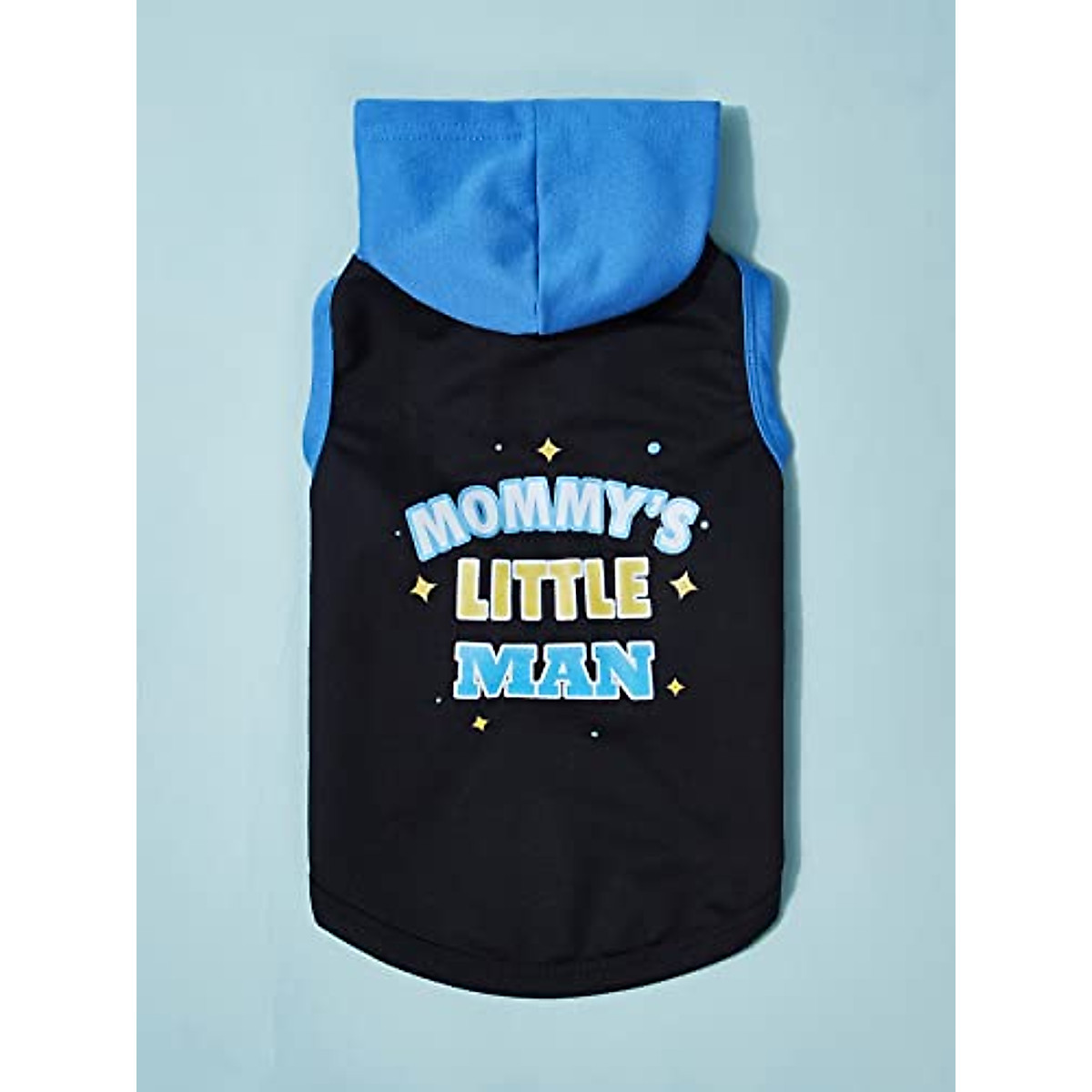QWINEE Mom Boy Dog Hooded Tank Tops Letter Print Cat Puppy Hoodie Vest Sleeveless Pullover Dog Shirt Stretchy Pet Clothes for Small Medium Large Cats Dogs Kitten Blue M