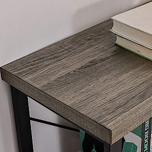 GRELO HOME Rustic Console Table for Entryway, Industrial Sofa/Entry Table with Storage Open Bookshelf, 55 Inch Gray Oak