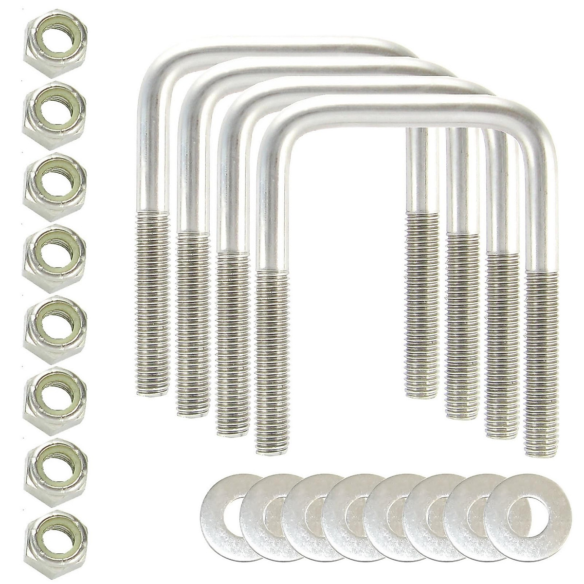 (4) Stainless Steel Square U-Bolts Boat Trailer 1/2" D x 3 1/16" W x 4 5/16" L (One Pack)