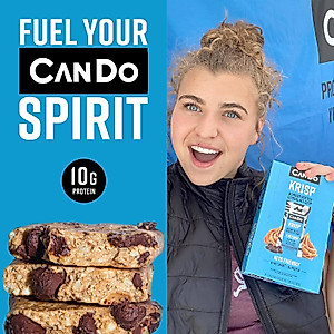 CanDo Krisp - Keto Snack & Keto Bar (12 Pack, Almond Butter Chocolate Chip) - Low-Carb Snack, Low-Sugar High Protein Bar - Gluten-Free Crispy, Perfectly Delicious Healthy Meal Replacement - Keto Krisp