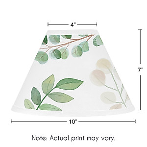 Sweet Jojo Designs Floral Leaf Lamp Shade - Green and White Boho Watercolor Botanical Woodland Tropical Garden