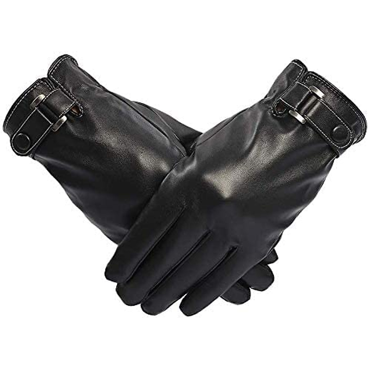 VICSPORT Men's Touchscreen Texting Leather Gloves Winter Warm Black Soft Gloves Cashmere Lining
